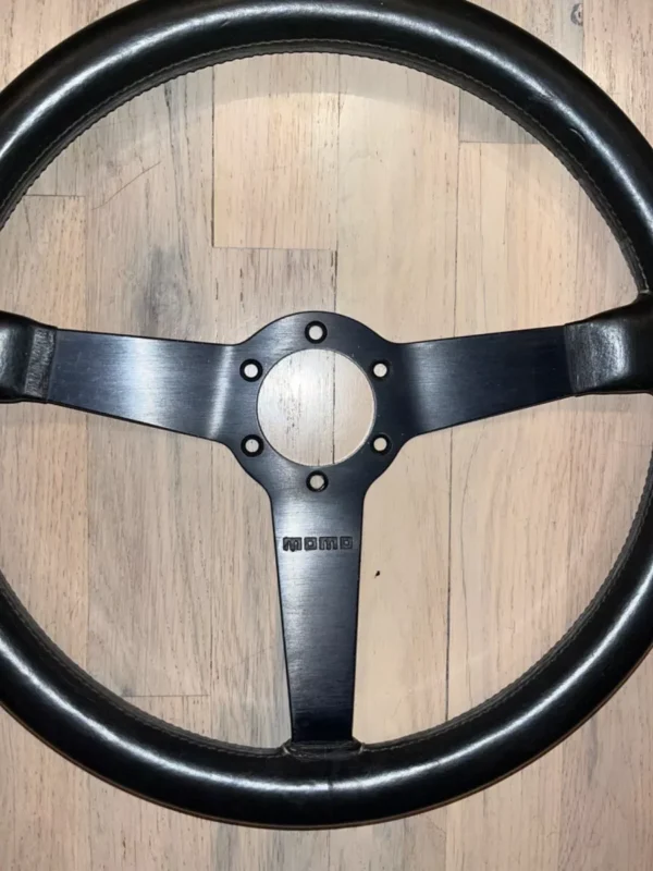 porsche 911 912 steering wheel MOMO 1983 DATE BLACK LEATHER RARE ...