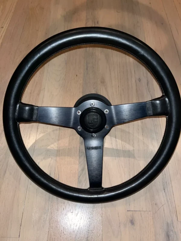 porsche 911 912 steering wheel MOMO 1983 DATE BLACK LEATHER RARE ...