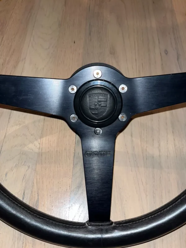 porsche 911 912 steering wheel MOMO 1983 DATE BLACK LEATHER RARE ...